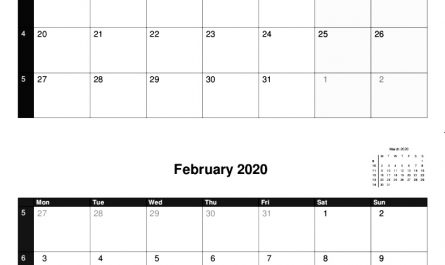 2020 A4 Calendar Template with Picture Space.
